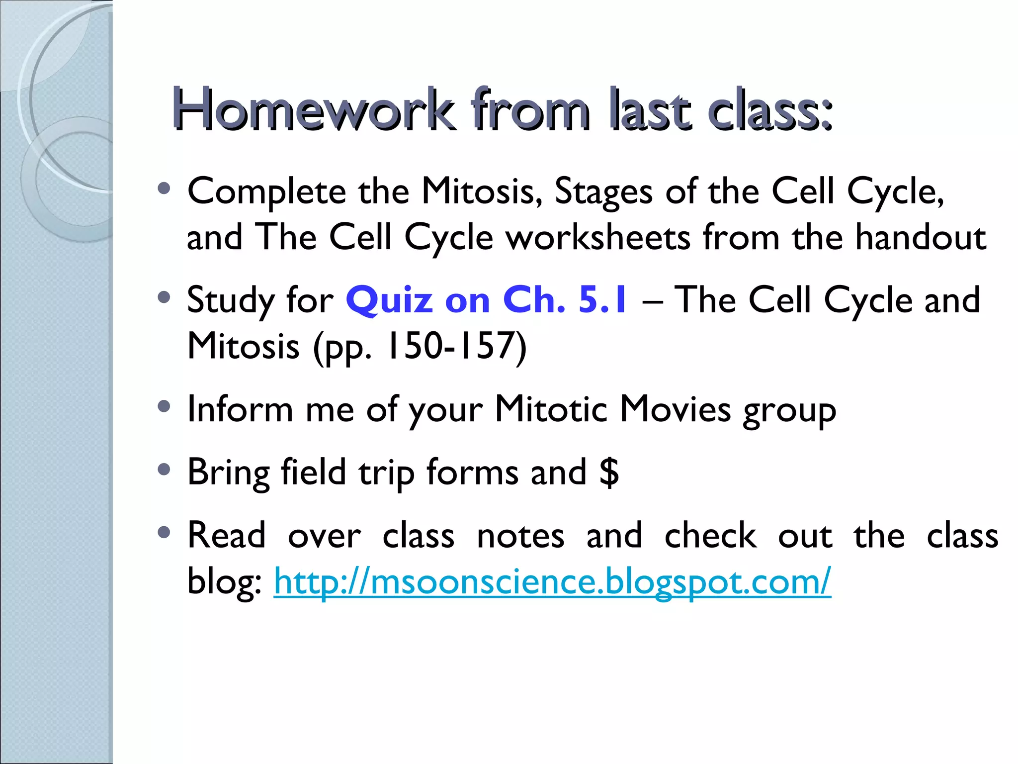 Sci 9 Lesson 3 Feb 25 - Ch 5.1 Cytokinesis, Checkpoints in the Cell ...