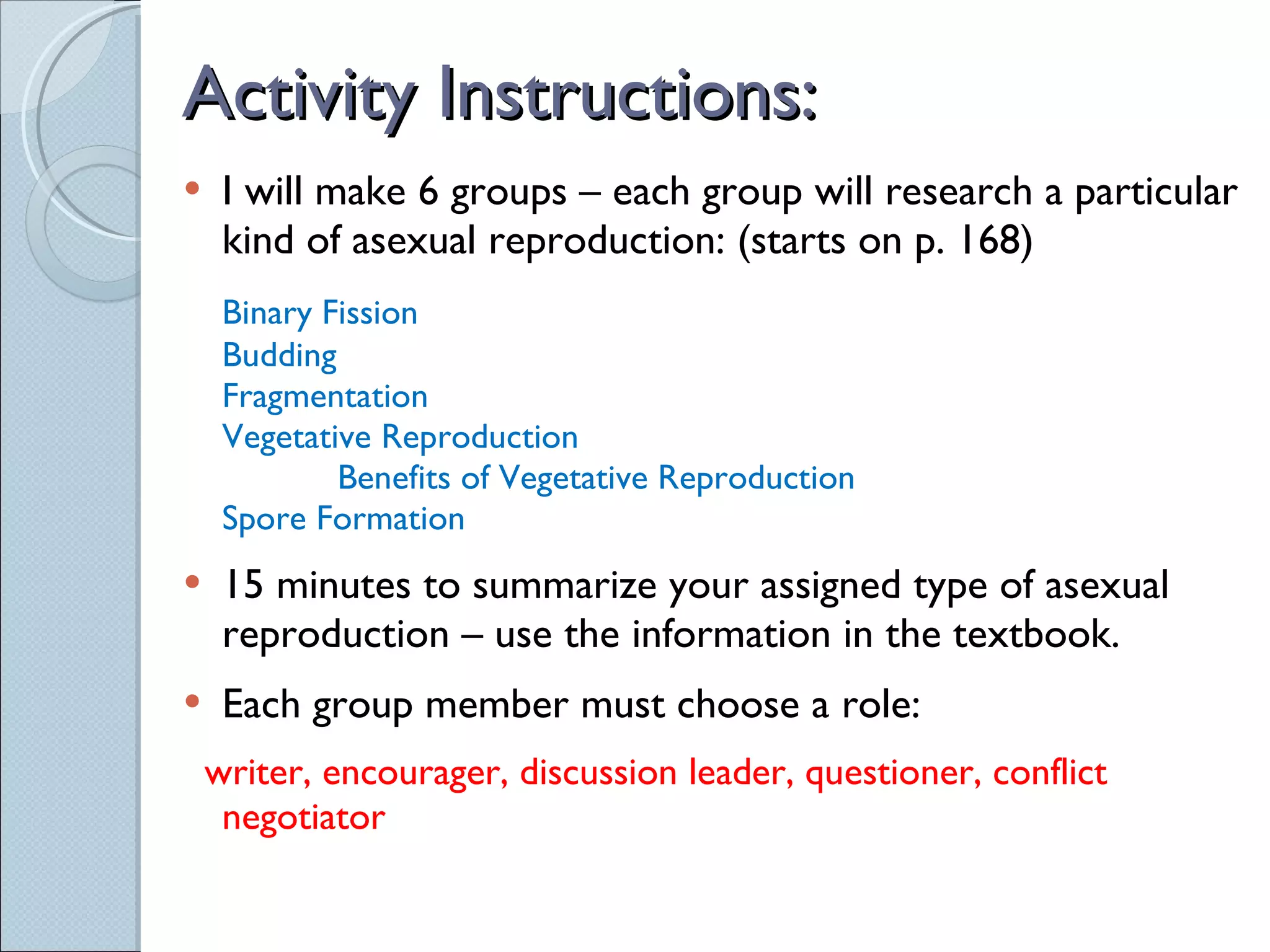 Sci 9 Lesson 4 Mar 2 - Ch 5.2 Asexual Reproduction | PPT