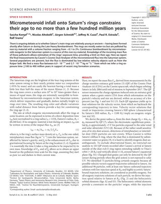 Micrometeoroid infall onto Saturn’s rings constrains their age to no ...