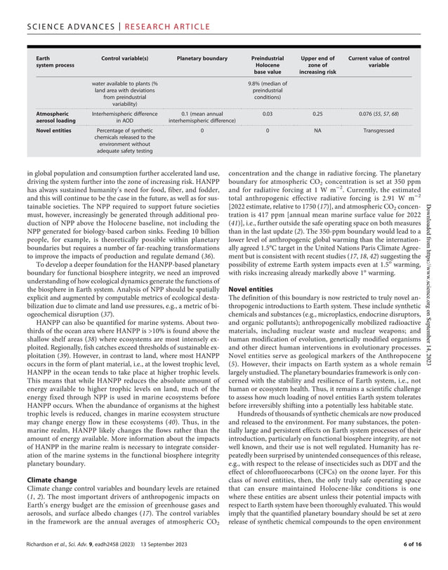 Science: Earth beyond six of nine planetary boundaries | PDF ...