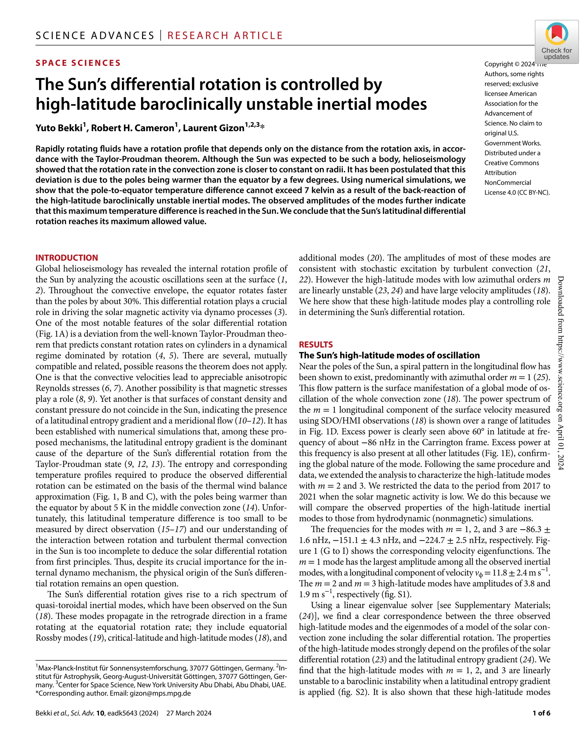 The Sun’s differential rotation is controlled by high- latitude ...