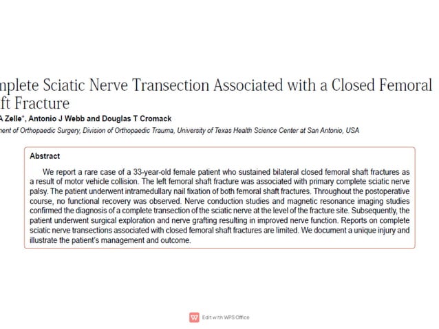 Sciatic nerve injury in femur shaft fracture.pdf | Death, Injury, or ...