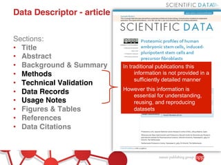 Scientific Data overview of Data Descriptors - WT Data-Literature ...