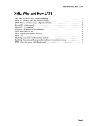 Deborah Aleyne Lapeyre - XML: Why and How JATS | PDF