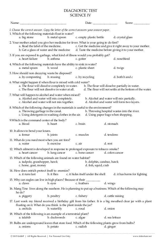 K To 12 Grade 4 Diagnostic Pre Test In Mapeh Food 12th Grade K To 12 Grade 4 Diagnostic Pre Test In Mapeh Food 12th Grade