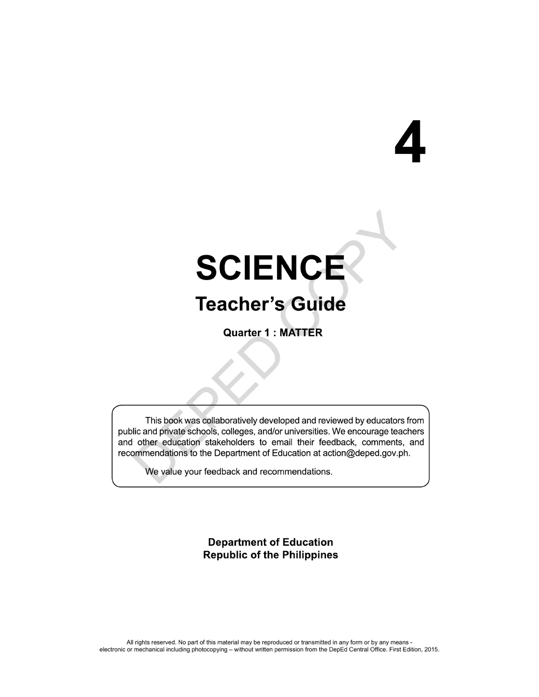 K TO 12 GRADE 4 TEACHER’S GUIDE IN SCIENCE (Q1-Q4) | PDF
