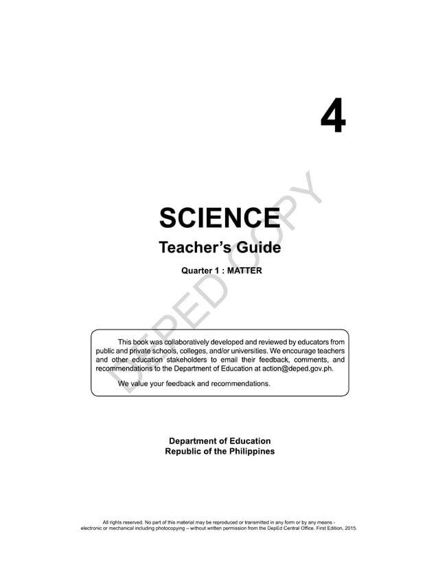 K TO 12 GRADE 4 TEACHER’S GUIDE IN SCIENCE (Q1-Q4) | PDF