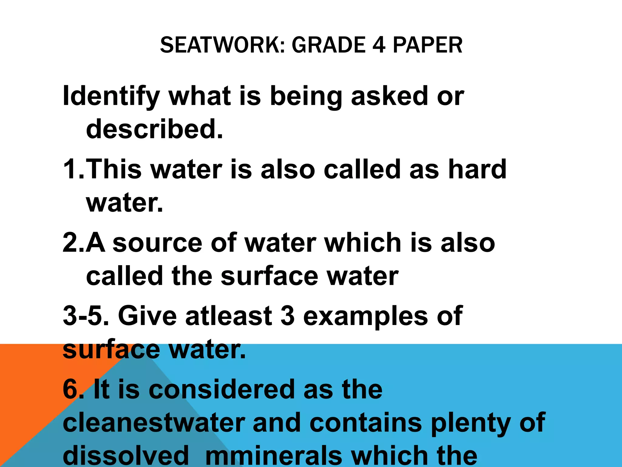 All About Water GRADE 4 (K to 12) | PPTX