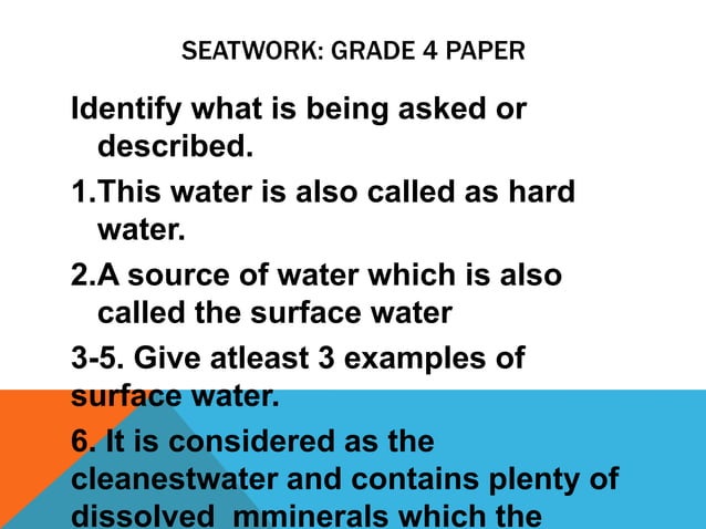 All About Water GRADE 4 (K to 12) | PPTX