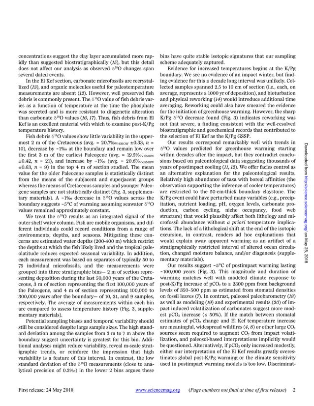 Postimpact earliest Paleogene warming shown by fish debris oxygen isotopes (El Kef, Tunisia) | PDF
