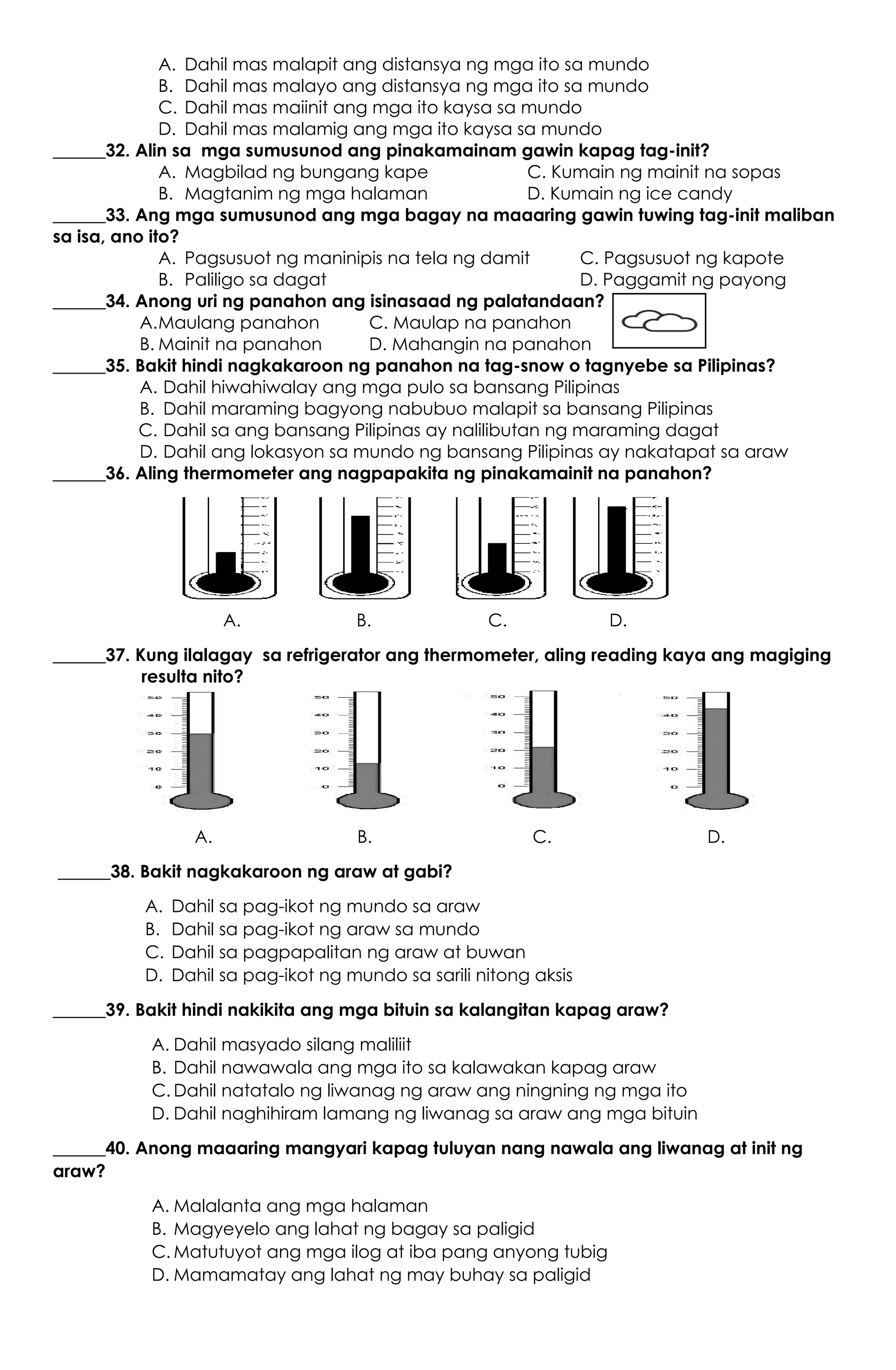 Quarterly Periodic Test Grade 3 Science 3 | DOC