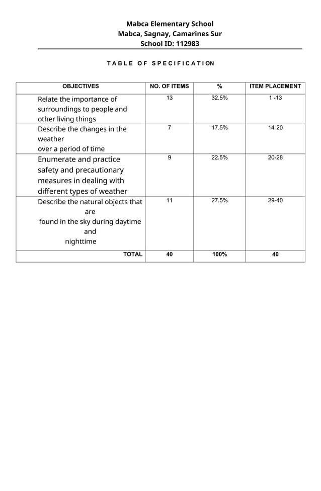 Quarterly Periodic Test Grade 3 Science 3 | PDF | Free Download