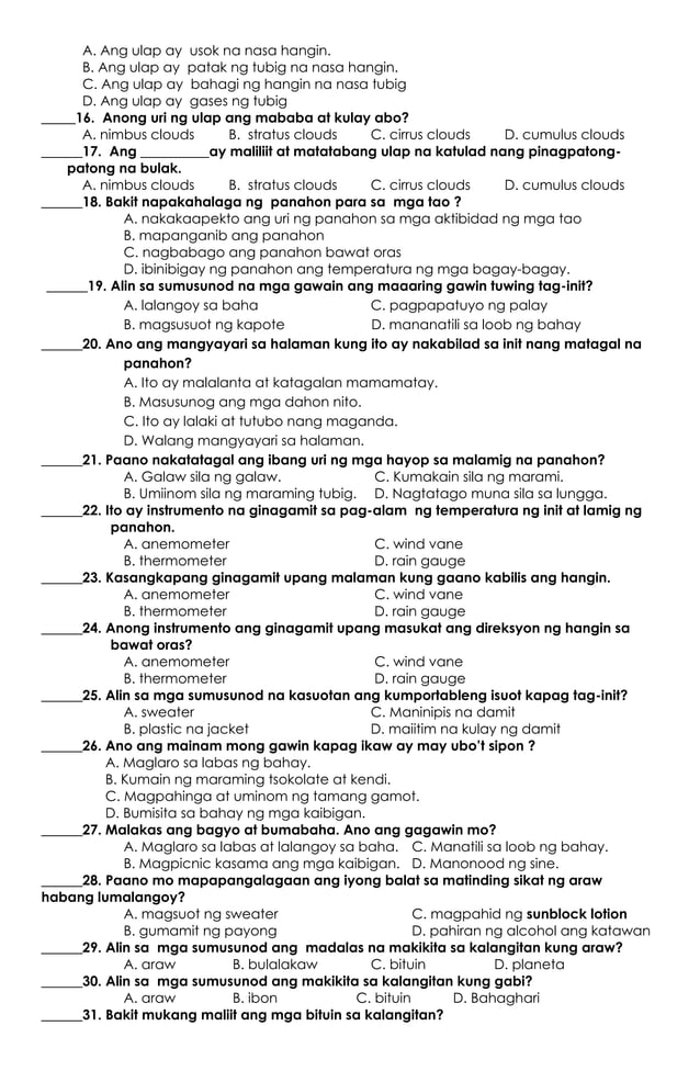 Quarterly Periodic Test Grade 3 Science 3 | PDF | Free Download
