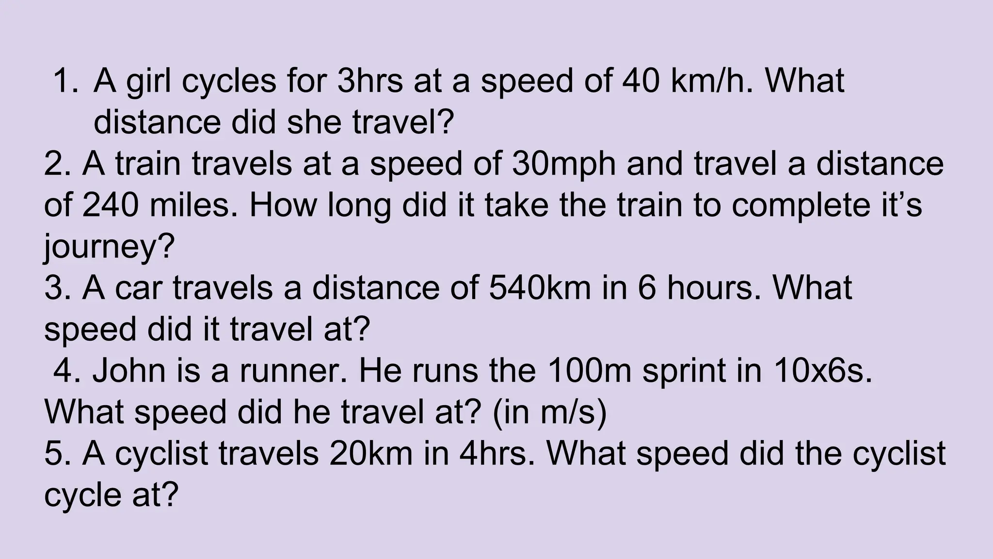 SCIECE FOR GRADE 5 FINDING SPEED DISTANCE AND TIME | PPTX