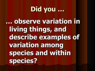 Science 9 Unit A Biological Diversity Section1 Lesson1 | PPT
