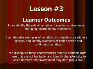 Science 9 Unit A Biological Diversity Section2 Lesson Variation | PPT