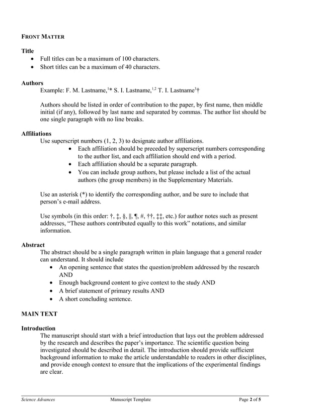 Science's Manuscript Template 2016 | DOC | Desktop Publishing ...