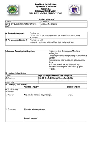 SCIENCE-Daily Lesson Plan for elementary | DOCX