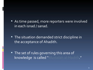 Science Of Hadith 1 (Introuduction) | PPT