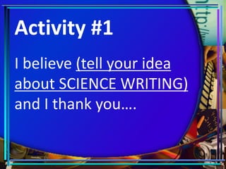 How to do Science Writing ............... | PDF