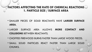 FACTORS AFFECTING RATES OF CHEMICAL REACTION Science 10 - Lesson 31.pptx