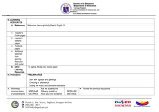 science 10 Daily Lesson Log Quarter 1 (week1)docx | DOCX
