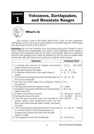 Science Volcanoes Earthquakes ,mountain | PDF