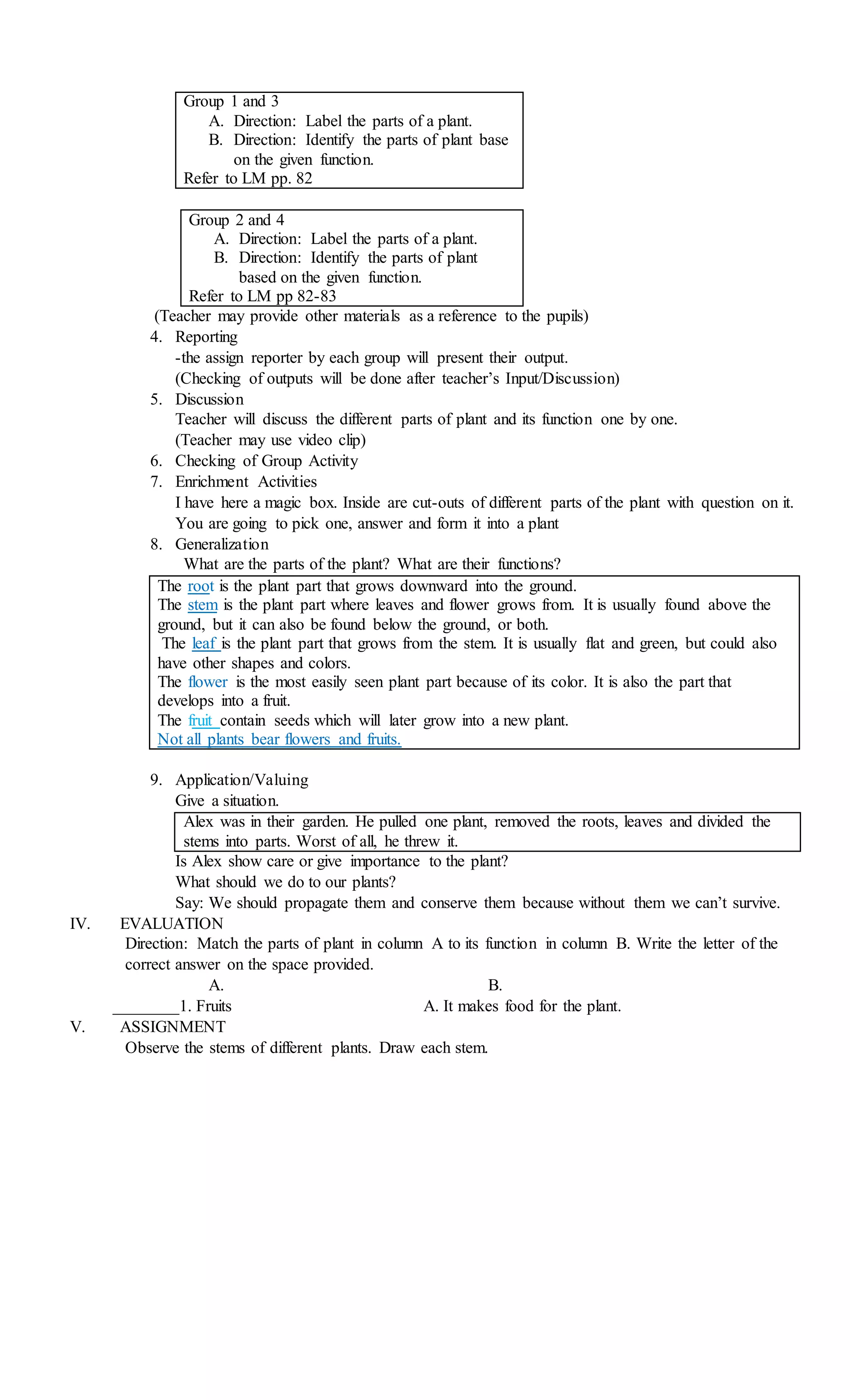 Science 3 parts and function of the plants | DOCX