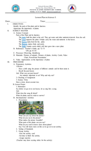 Science 3 parts and function of the plants | DOCX