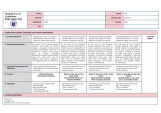 Science 5 Daily Lesson Log Quarter 1 Week 1 | DOCX