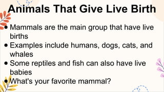 SCIENCE5 Q2 5 identify which groups of animals reproduce by giving ...