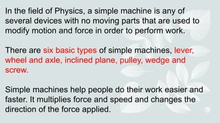 SCIENCE POWPERPOINT PRESENTAIONS ABOUT MACHINES | PPTX