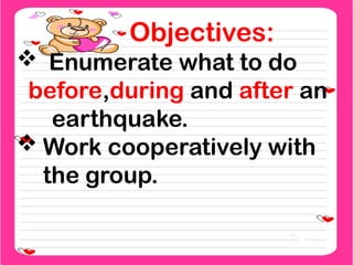 SCIENCE 6 PPT Q4 - Precautionary Measure Before,during,after Earthquake ...