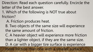 SCIENCE 6 QUARTER 3 REVIEWER(FRICTION, GRAVITY, ENERGY AND SPEED).pptx