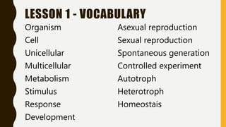 Chapter 1 "Introduction to living things" | PPTX