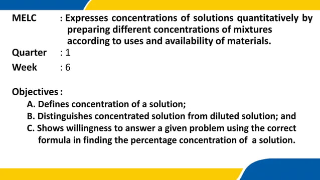 SCIENCE7: Concentrations of a Solution | PPTX | Chemistry | Science