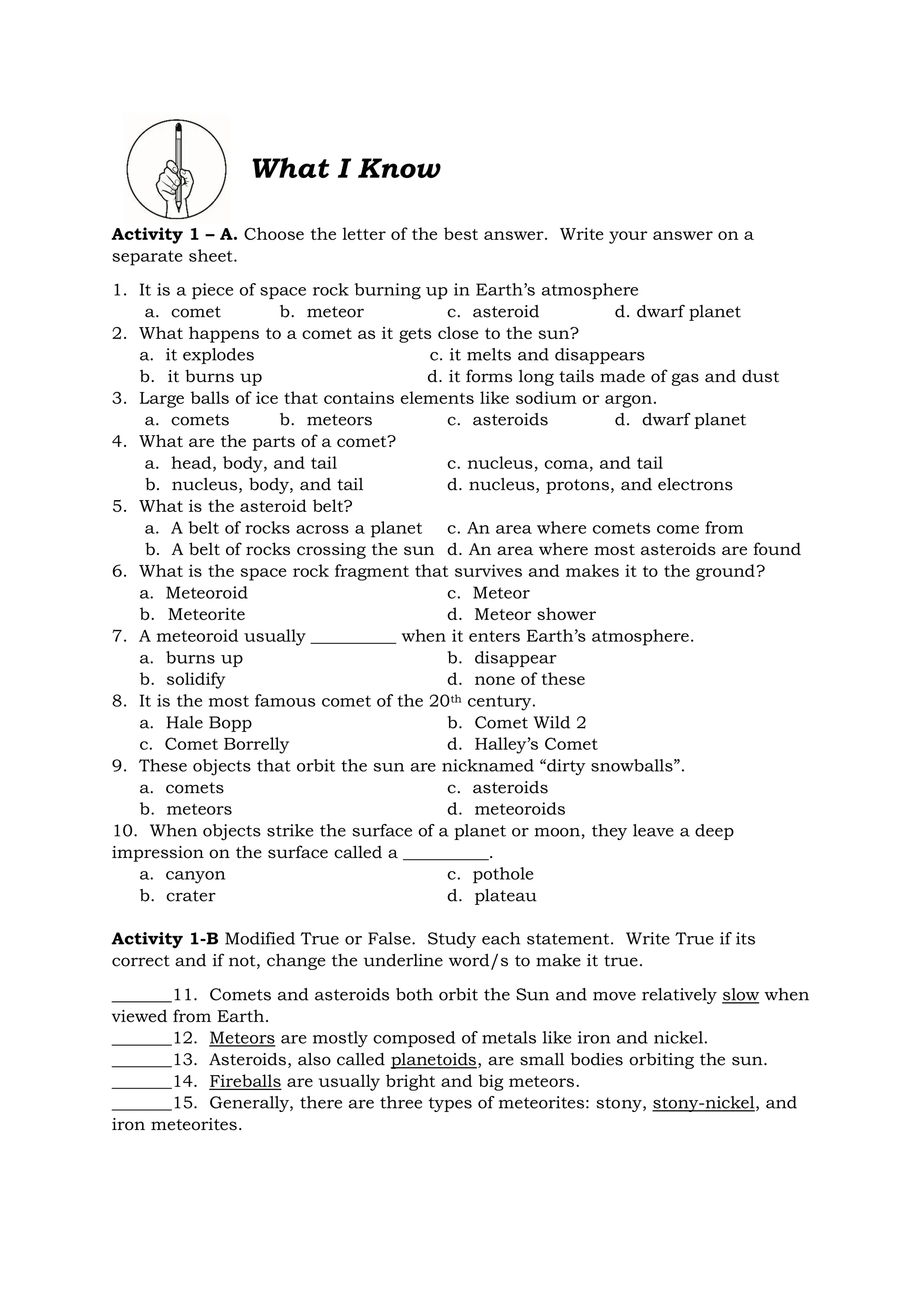 science8_q2_mod6_Comets, Asteroids and Meteors.pdf