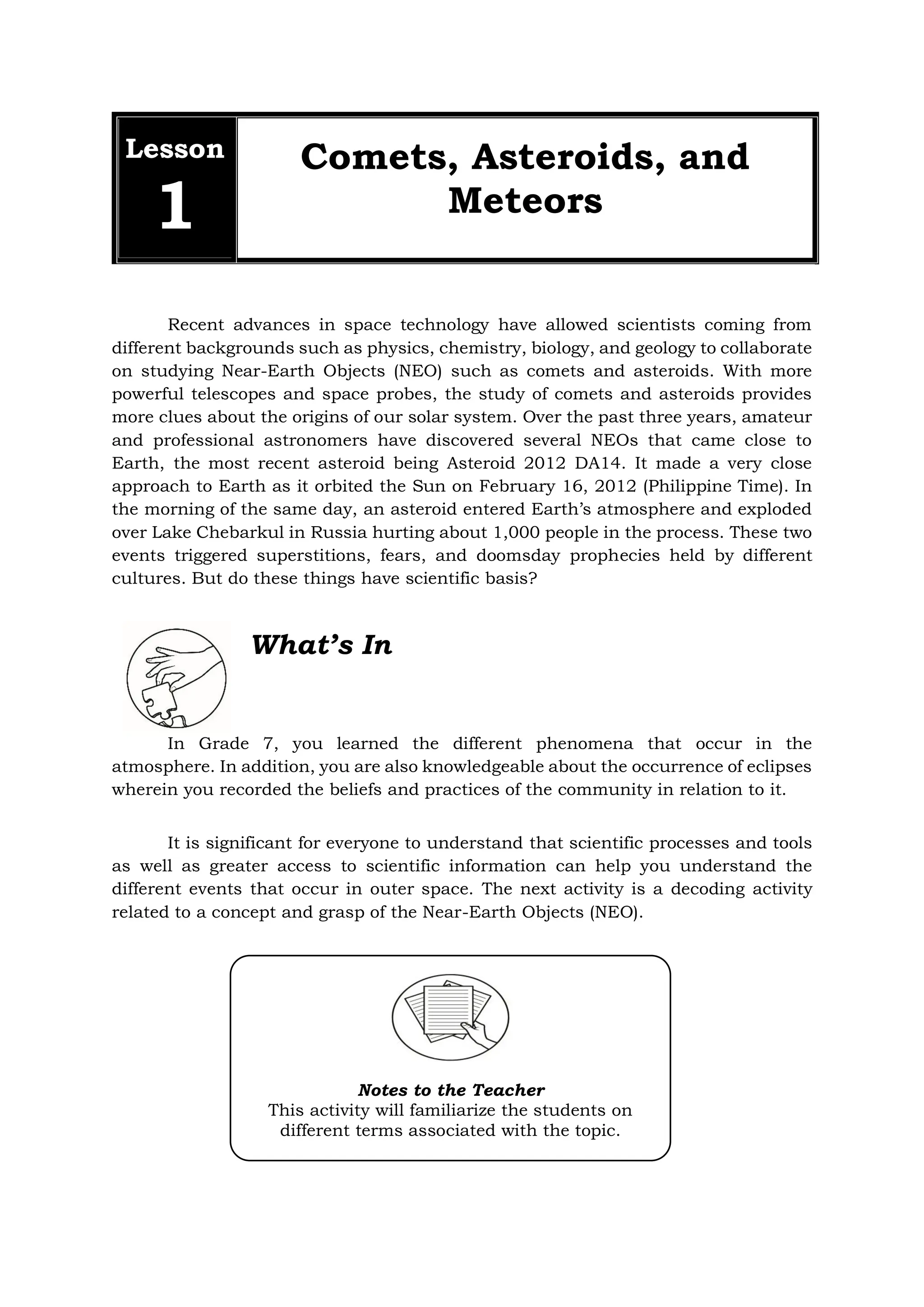 science8_q2_mod6_Comets, Asteroids and Meteors.pdf