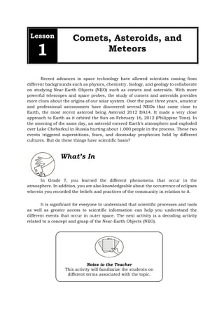 science8_q2_mod6_Comets, Asteroids and Meteors.pdf