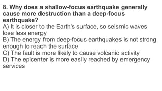 SCIENCE 8 QUIZ about earthquakes and different types of faults | PPTX