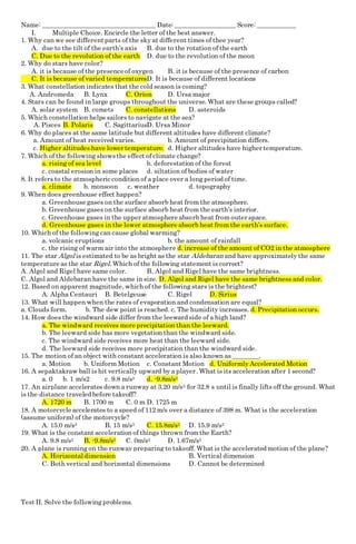 Science 9 4th GRADING EXAMINATIONS | DOCX