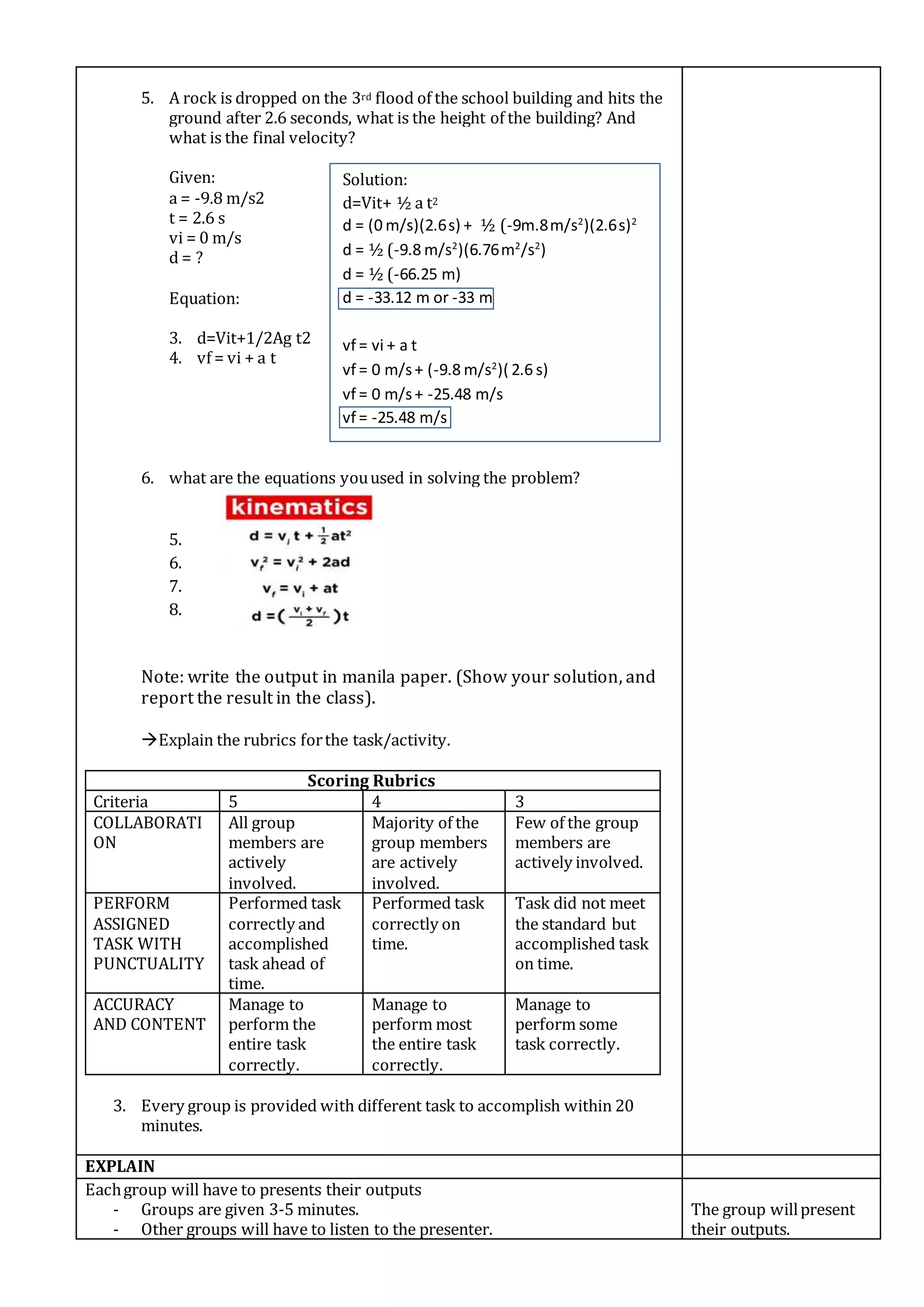 Science 9 lesson plan UAM: Vertical and Horizontal | DOCX