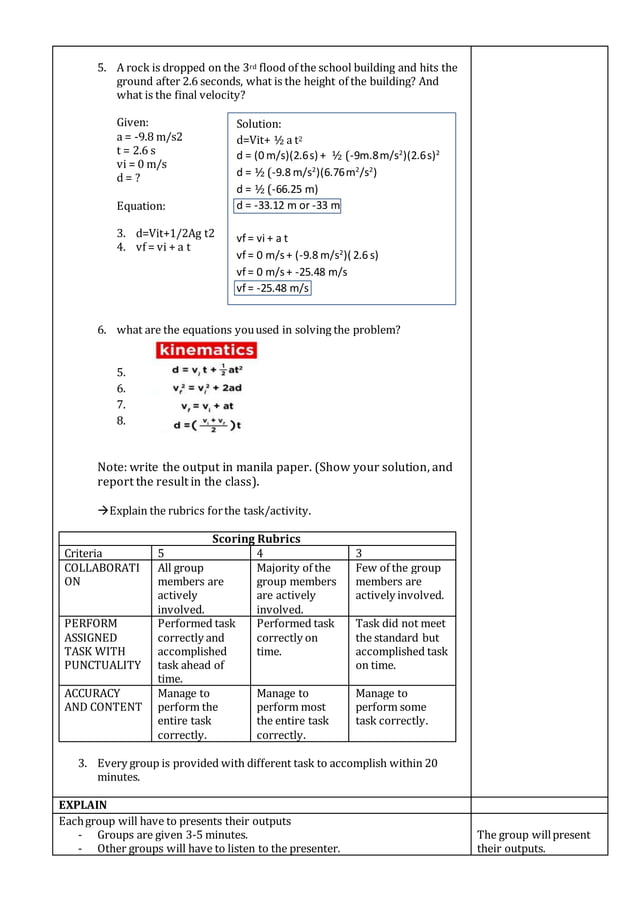 Science 9 lesson plan UAM: Vertical and Horizontal | DOCX | Physics ...