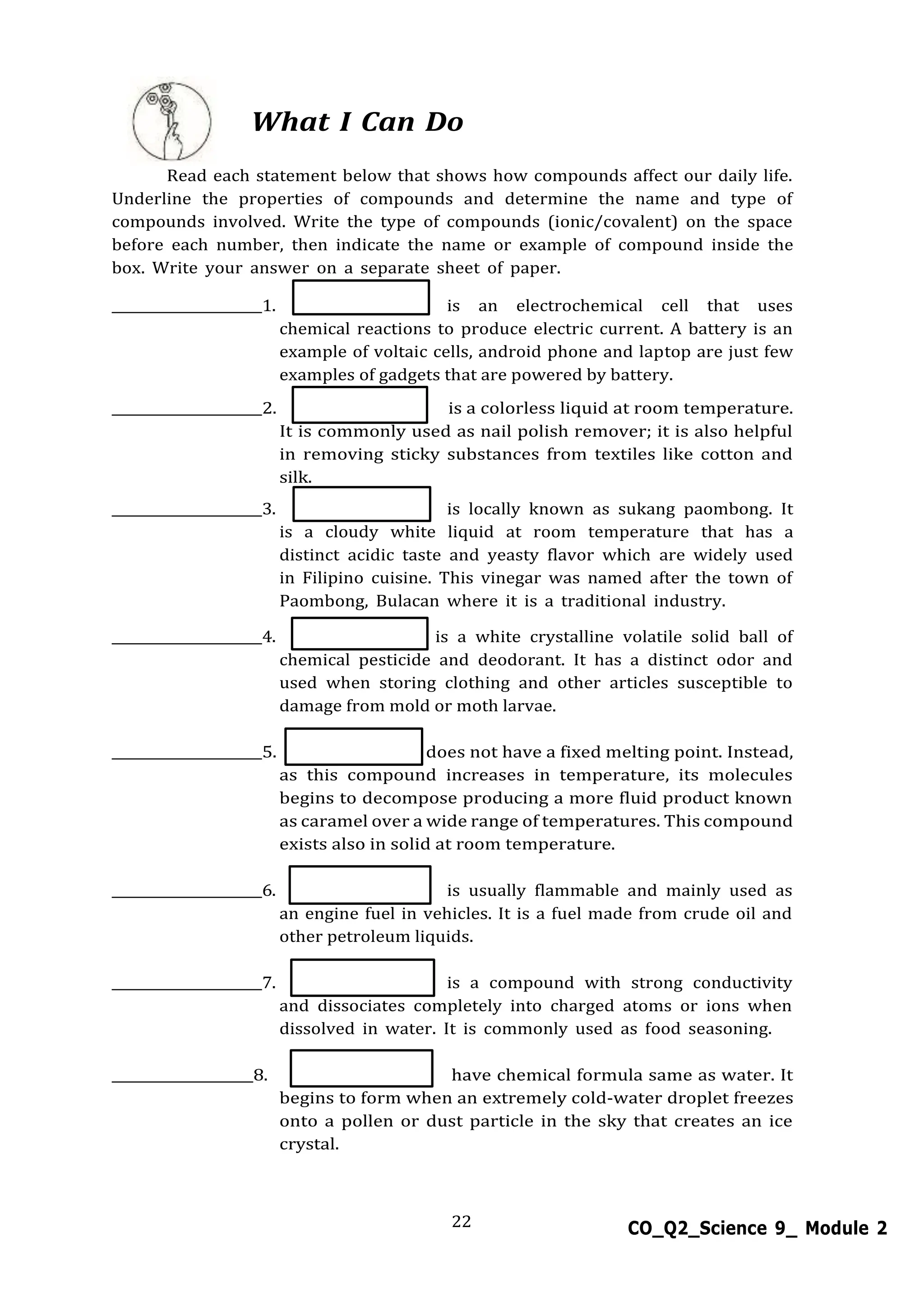 Science 9_Q2_Mod2_CHEMICAL BONDING PROPERTIES OF COMPOUNDS_VerFinal-2(1 ...