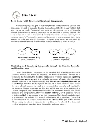 Science 9_Q2_Mod2_CHEMICAL BONDING PROPERTIES OF COMPOUNDS_VerFinal-2(1 ...
