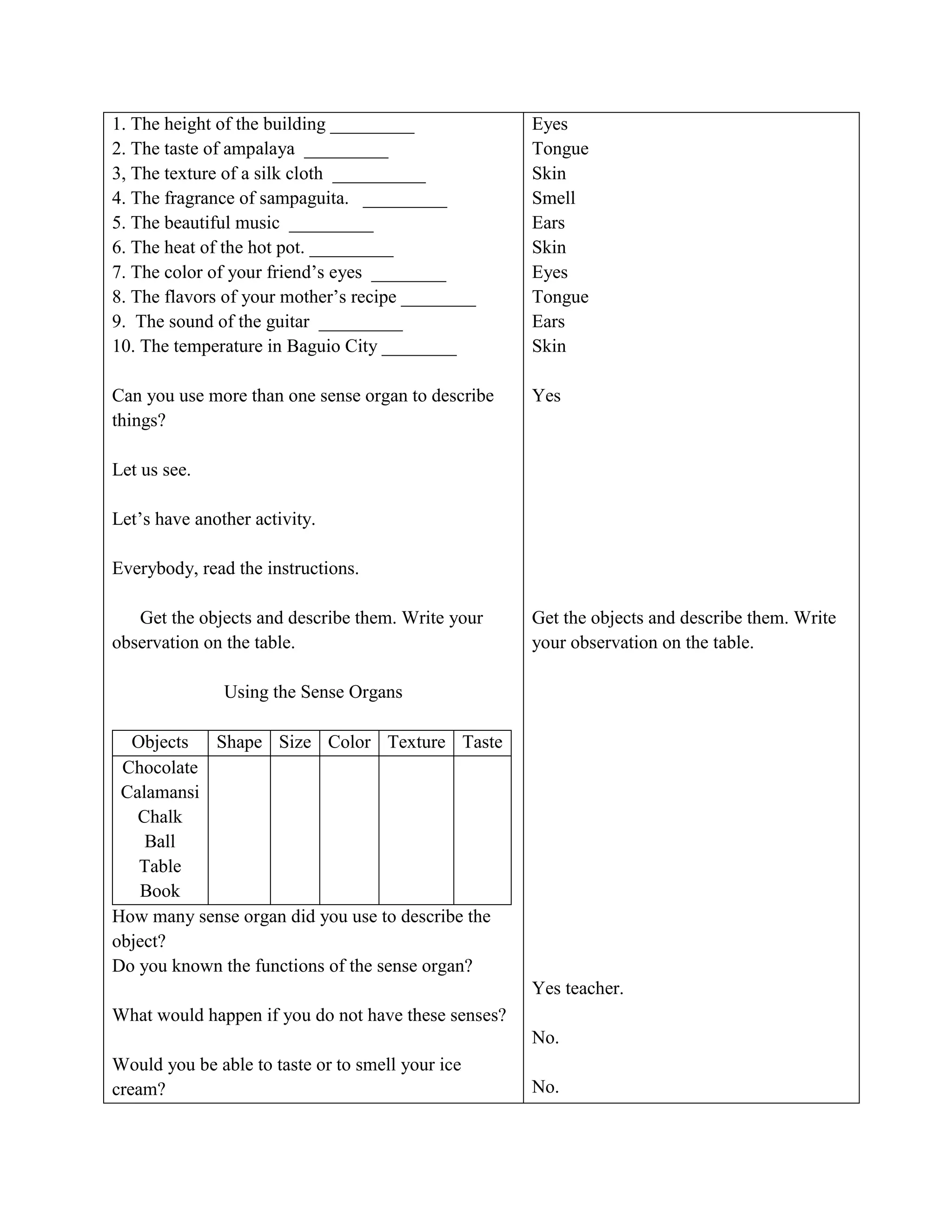 Detailed Lesson Plan in Science and Health Grade 3 Sense Organ | DOCX
