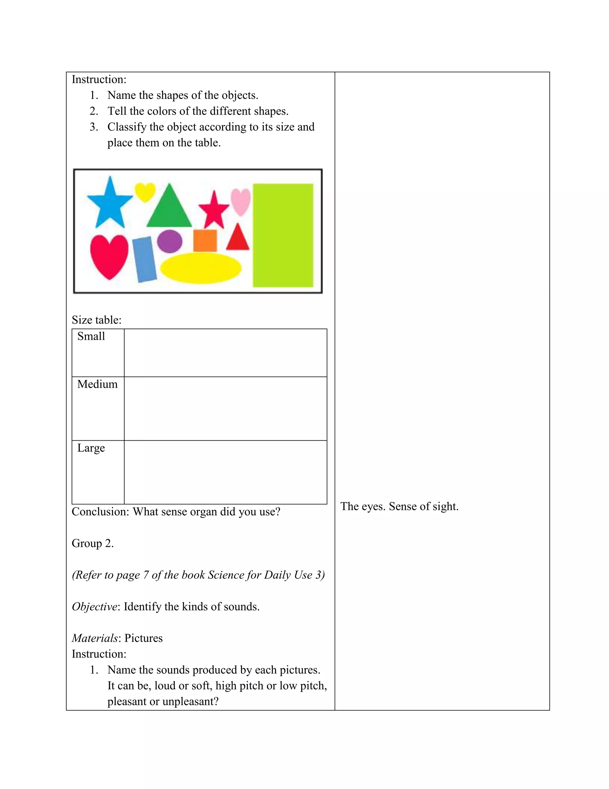 Detailed Lesson Plan in Science and Health Grade 3 Sense Organ | DOCX