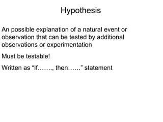Scientific Method and Experimental Design | PPT