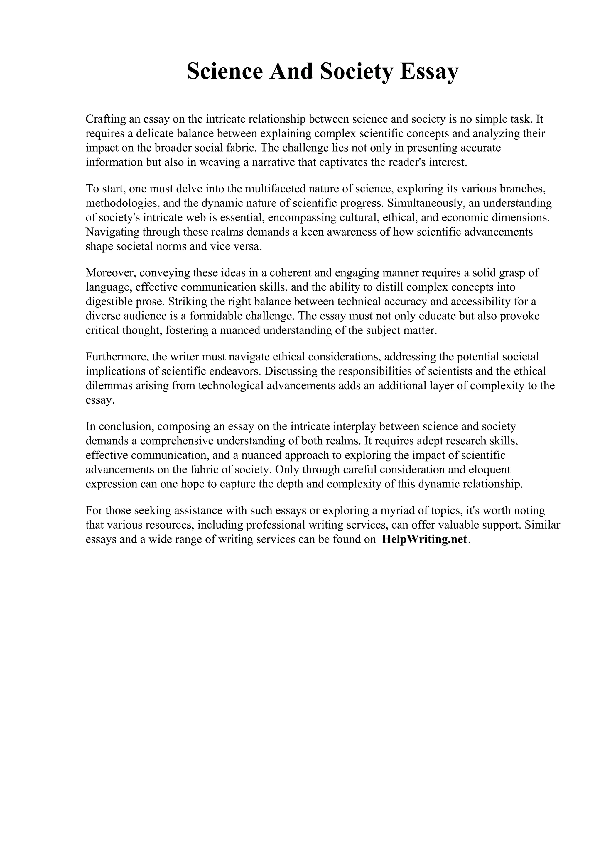 Science And Society Essay | PDF