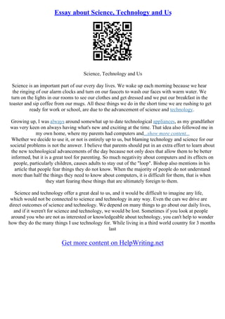 Science And Technology Essays | PDF